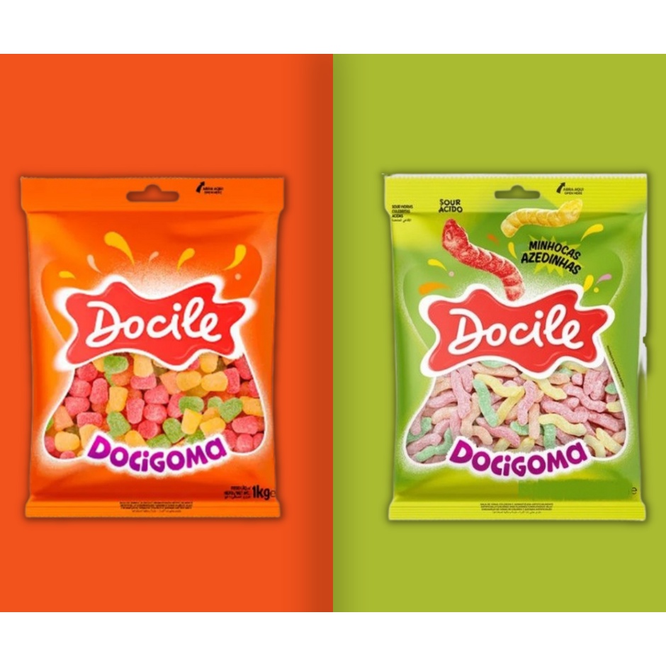 Docigoma Bala de Goma Minhocas Azedinhas 900G - Desconto no Preço