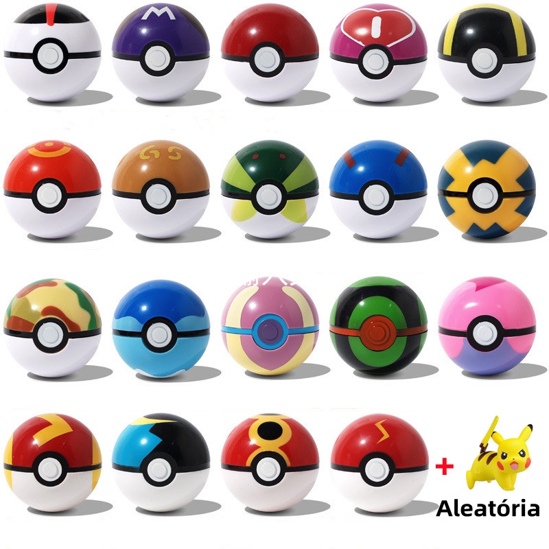 7cm Jogo Pokemon Bola Pop-up + Aleatório Monstro Pikachu Bonecos ...