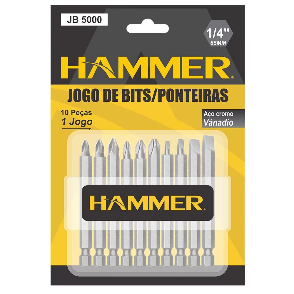 Jogo De Bits Hammer Curto 65mm 10p Gyjb 5000 Com NF Alta Qualidade ...