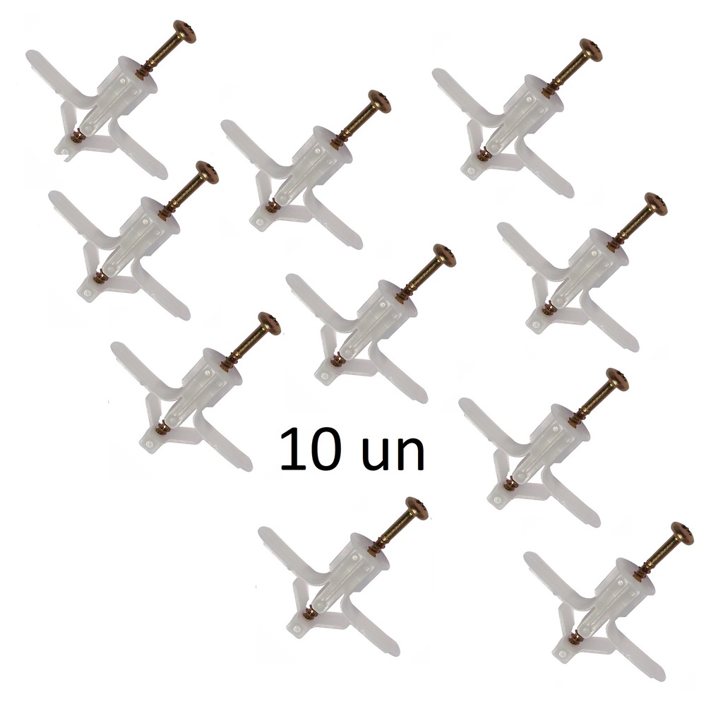 Kit 10 Bucha(s) Nylon Para Drywall C/ Parafuso 6mm - Escorrega o Preço
