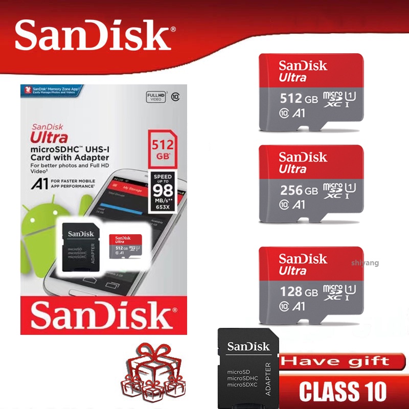 Cartão De Memória 512GB 1TB 128GB 256GB SanDisk Classe 10 Original Micro Sd Cards Para Celular ...
