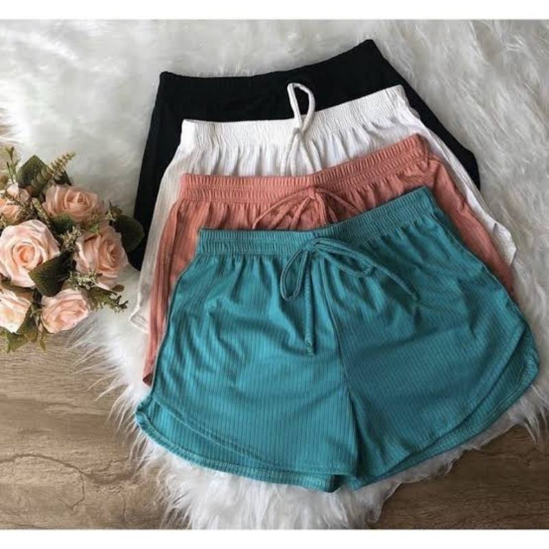 Short Curto Malha Canelada Várias Cores Moda 2022 - Escorrega o Preço