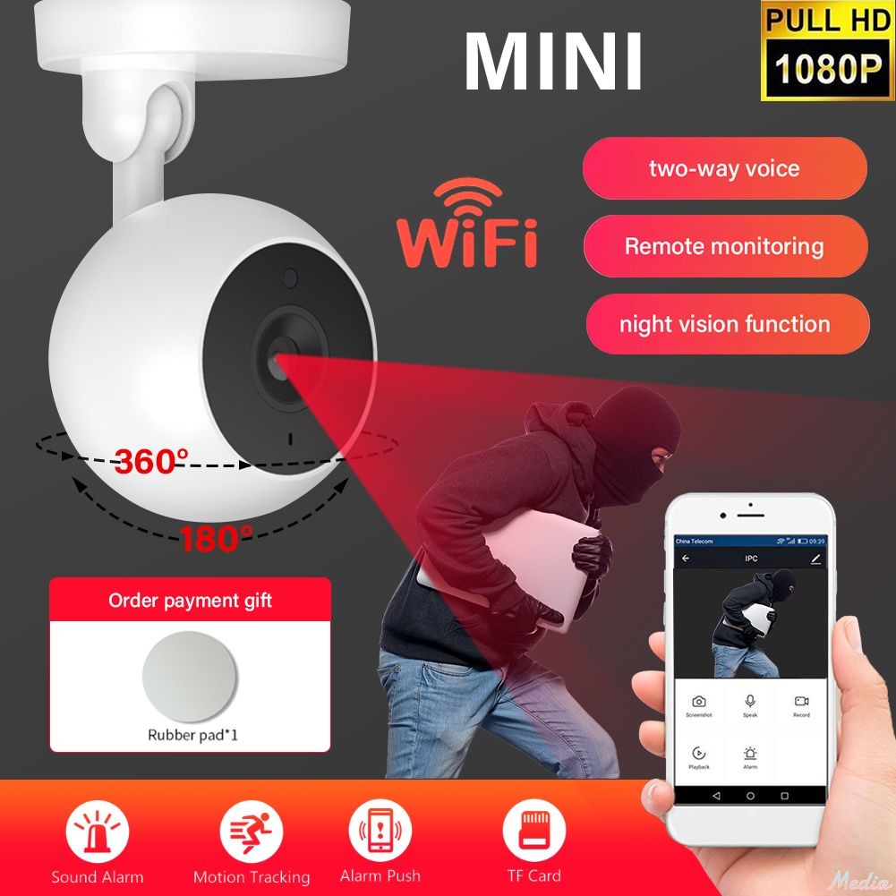 Nova Câmera 360 Graus de Rotação Inteligente Two-Way Voz Infravermelho ...