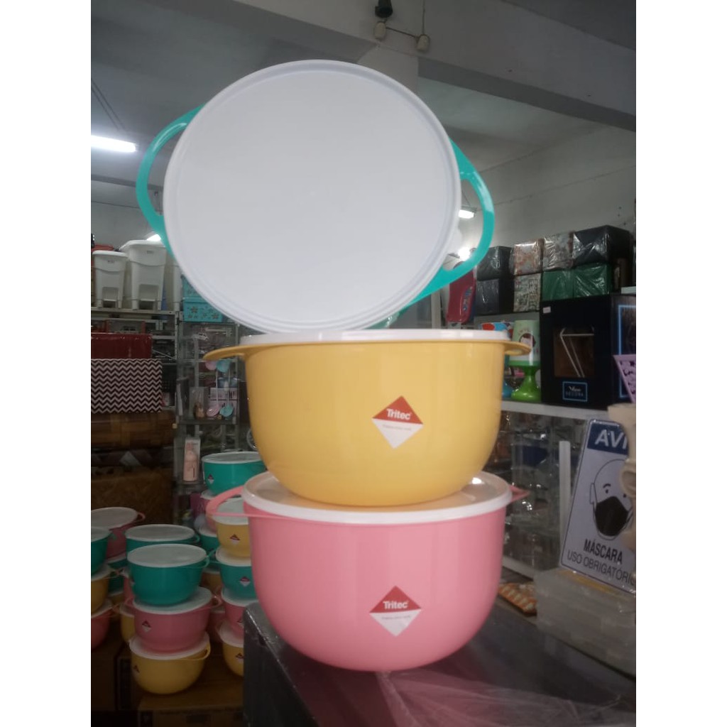 Bacia De Plástico Redonda Com Tampa Tritec 3,6 Litros - Escorrega o Preço