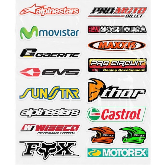 Cartela de adesivos motocross moto carro bike 3 notebook capacete Stickers | Shopee Brasil