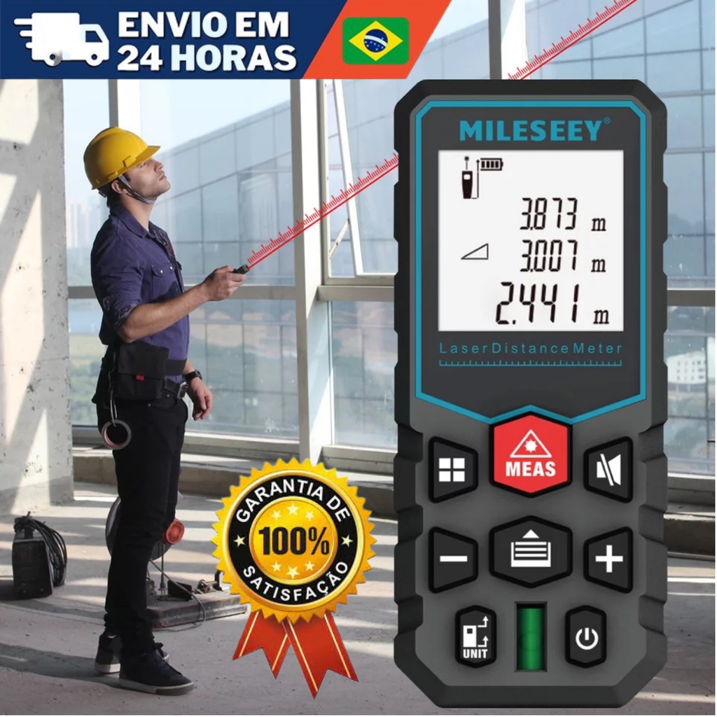 Trena Digital a Laser Profissional Medidor de Distancia 40/60/100 ...