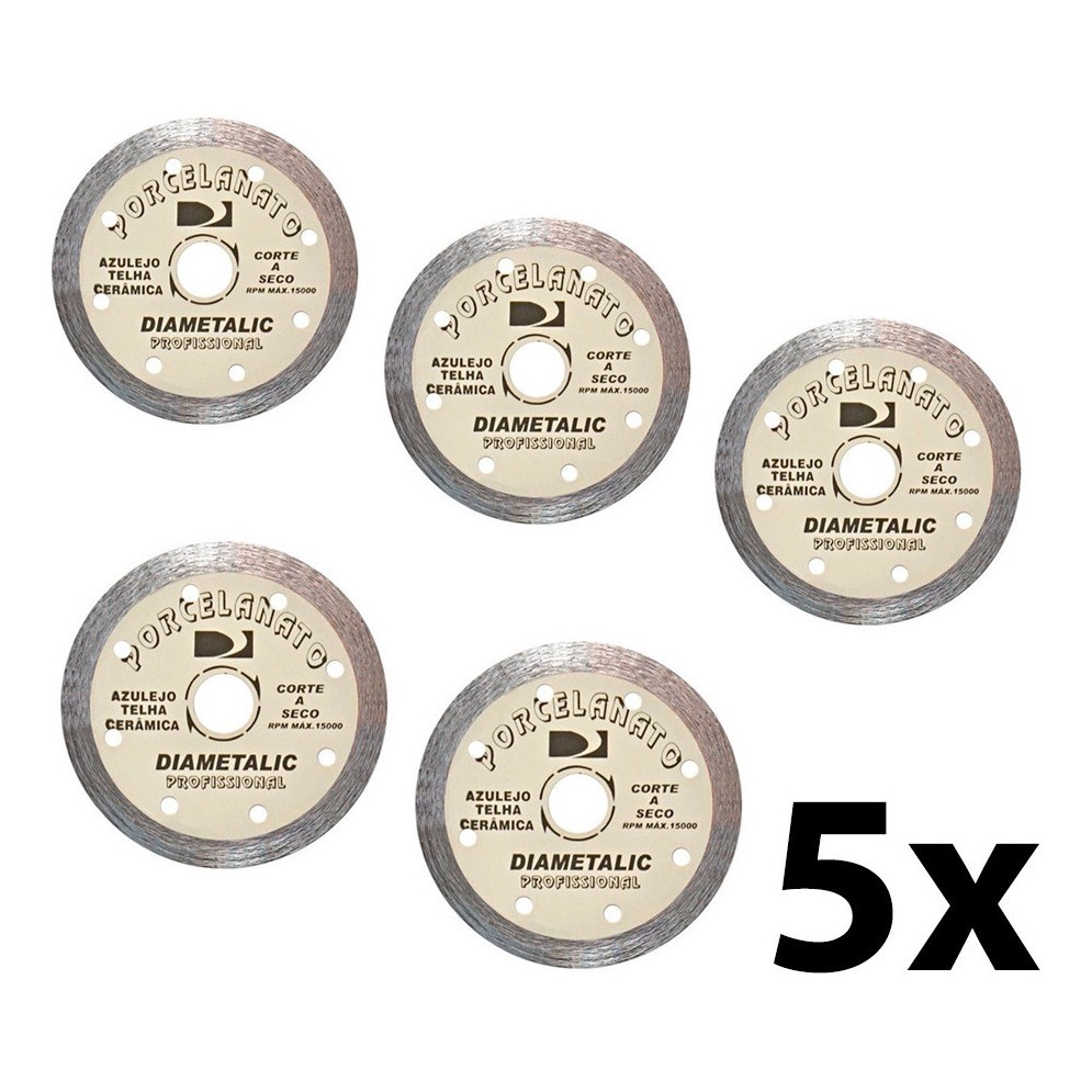 Kit 5 Discos Corte Diamantado Porcelanato 110mm Diametalic | Shopee Brasil