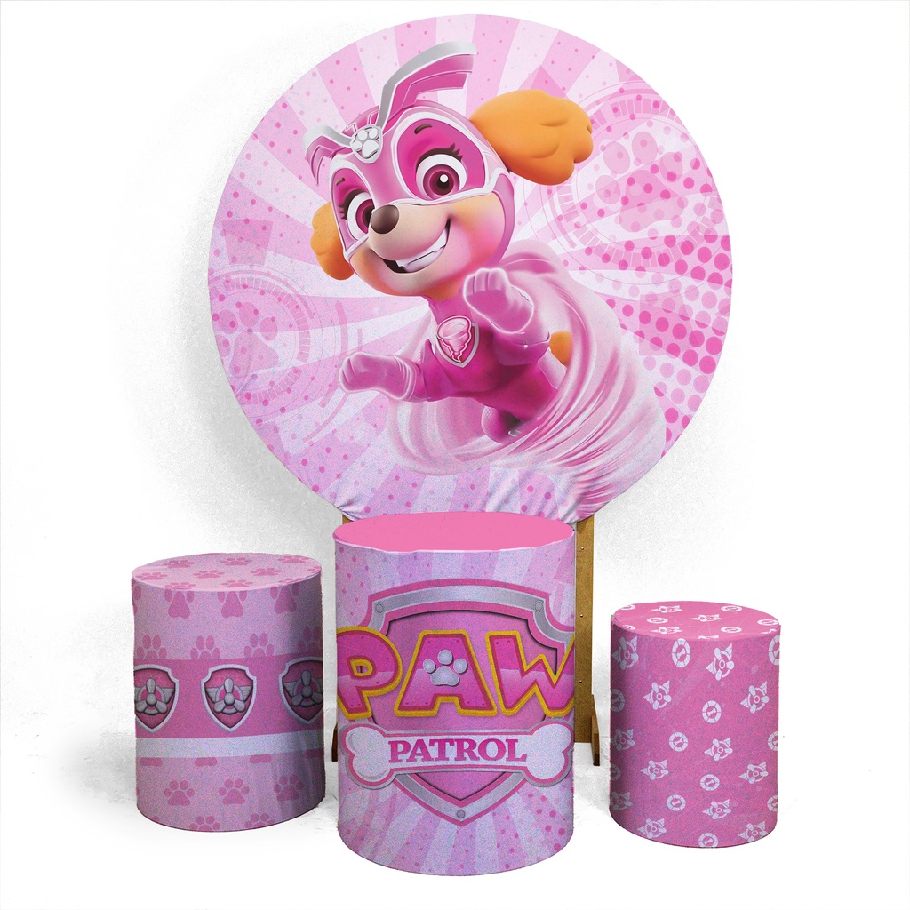 Painel Patrulha Canina Skay+Trio Cilindro Rosa | Shopee Brasil