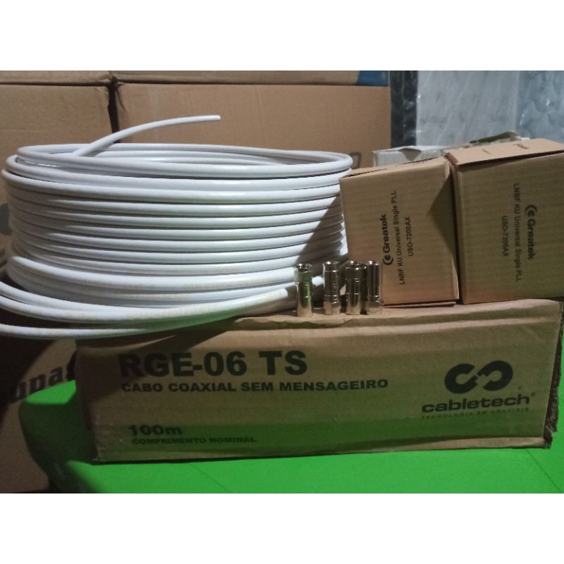 cabo coaxial rg6 30mt, 2 lnb simples e 4 conectores rg6 | Shopee Brasil