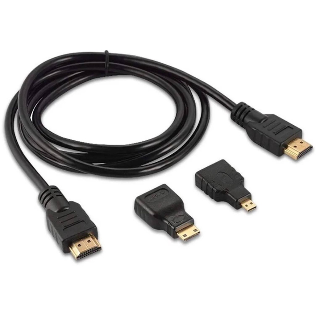 Cabo Hdmi 3x1 Adaptador Conversor Hdmi Plug Micro E Hdmi Mini 1,5m Full ...