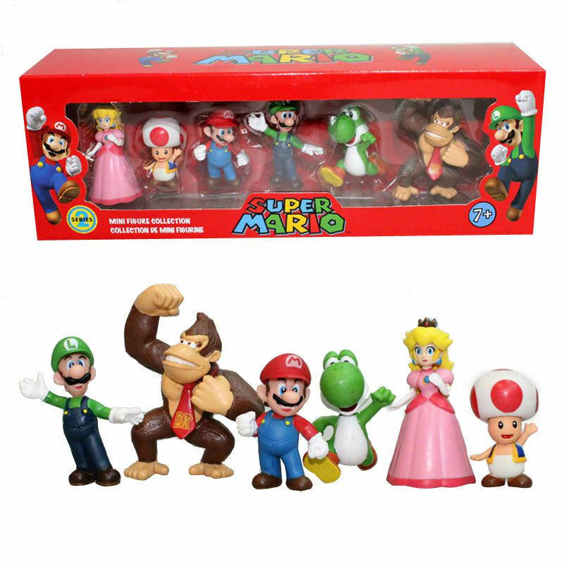 Ready Stock 6PCS/Set Super Mario Bros Action Figure Toys Dolls Luigi ...