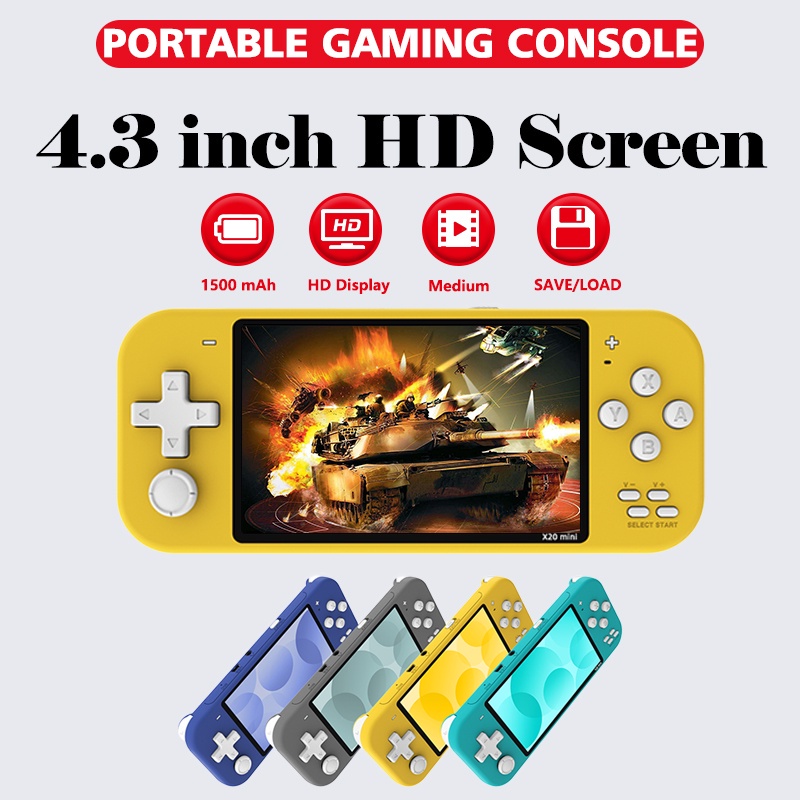 X20 Mini 4.3 Polegada Retro Handheld Game Console Mp3 Mp4 Música Player ...