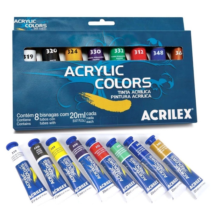 TINTA ACRYLIC COLORS PARA PINTURA 8 CORES ACRILEX | Shopee Brasil