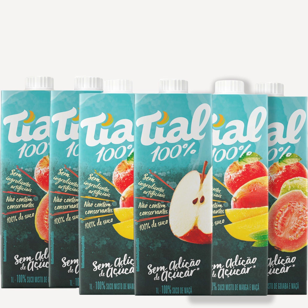 Kit 6 Sucos Tial 100% Sabores Variados 1L | Shopee Brasil