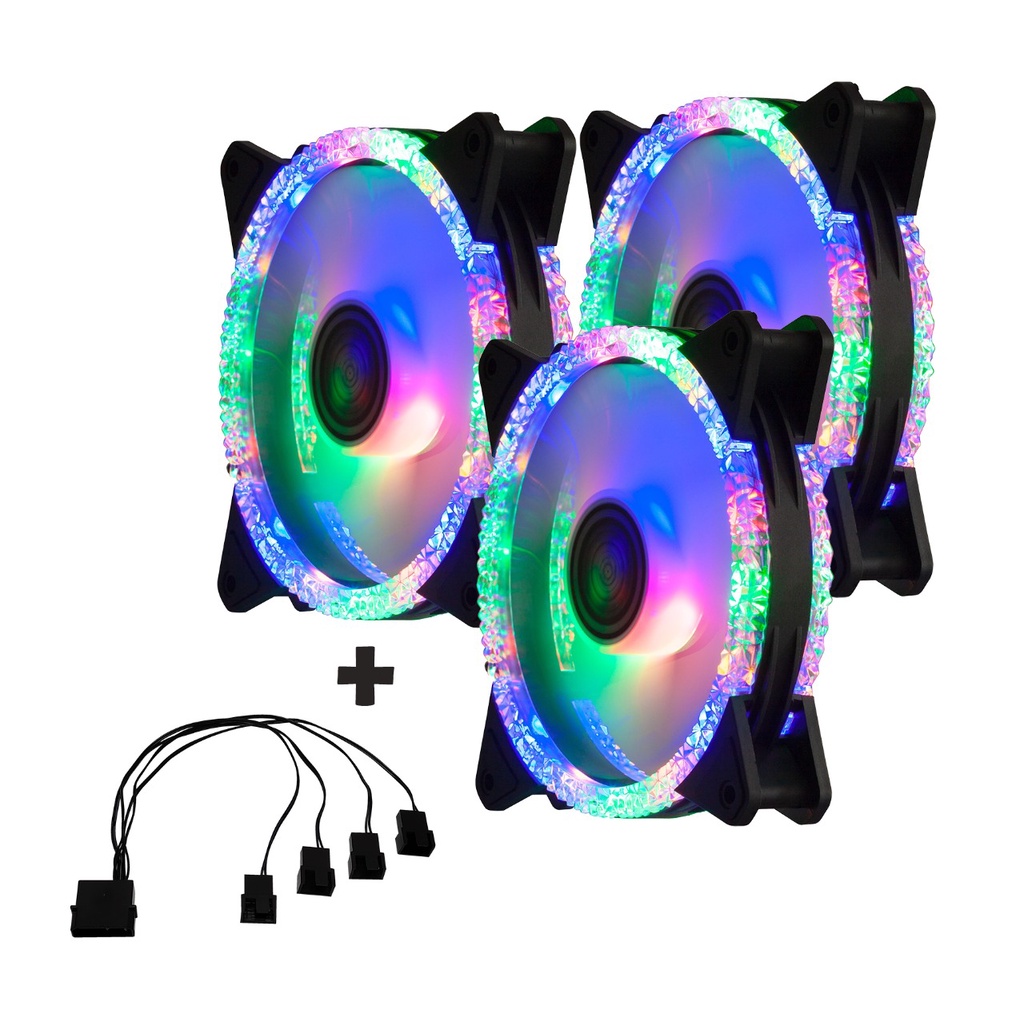 Kit 3 Cooler Fan 120mm Led Rgb Gabinete Ventoinha Gamer | Shopee Brasil