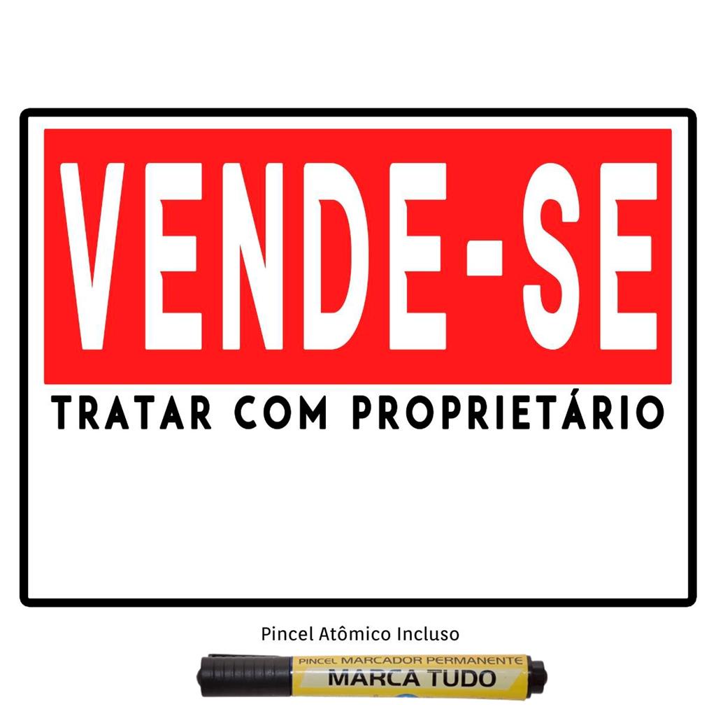 Placa Vende-se PVC 1mm 40x30 c/ Fone Personalizado + Canetao (SANREMO ...