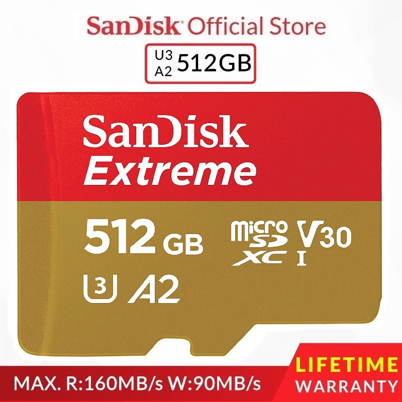 Cartão De Memória SanDisk Extreme 32 Gb/64/128/256/512 Micro SDXC C10 U3 SD SDcard 95 Mb ...