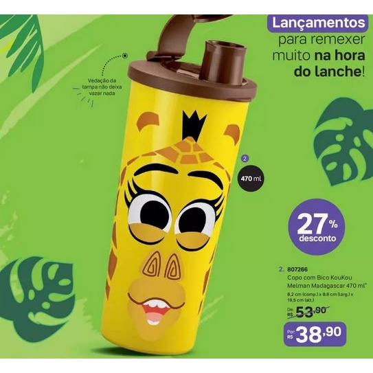 Tupperware Copo com Bico KouKou Nelmam Madagascar 470ml | Shopee Brasil