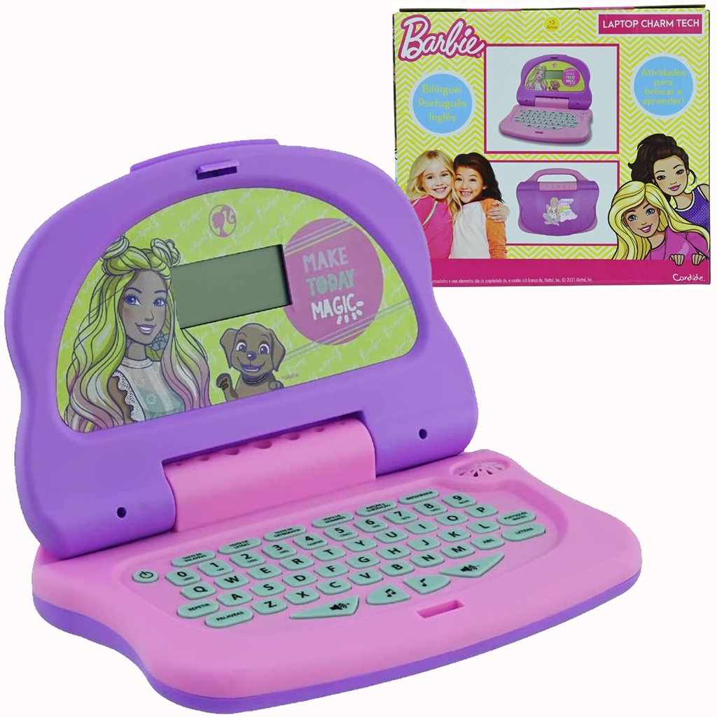 Laptop Infantil Barbie Bilingue Charm Tech Rosa Candide 1853 | Shopee Brasil