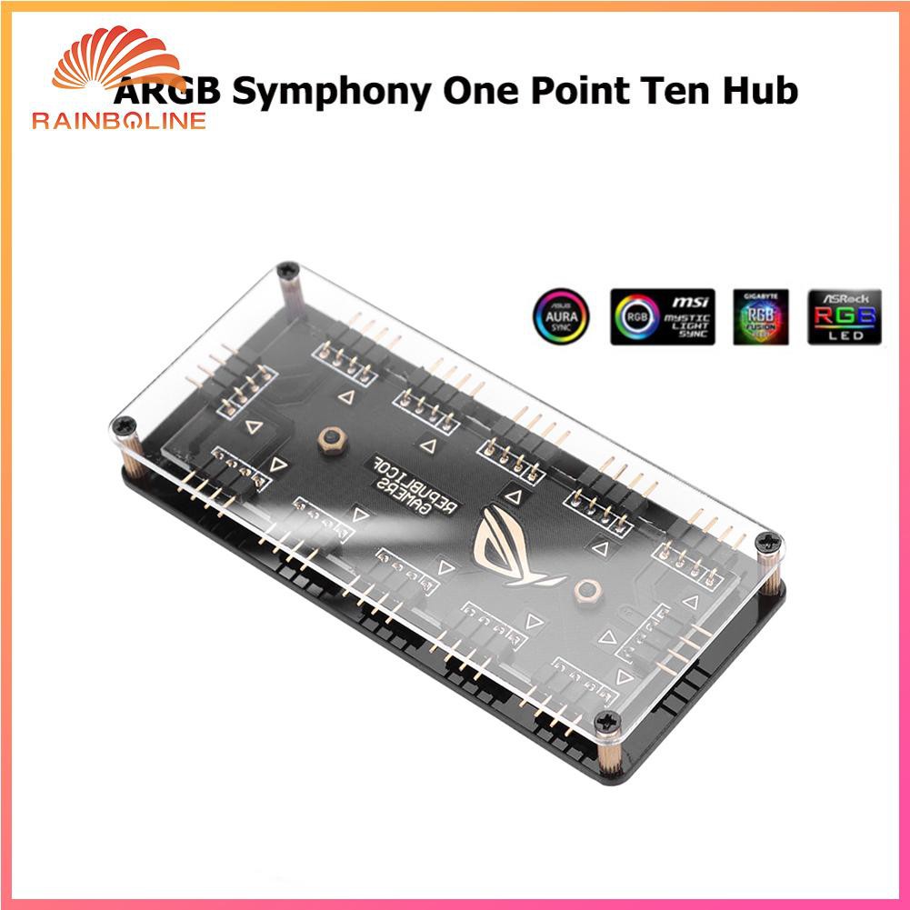 Chuva Profissional 12 V 4Pin 1 Para 10 RGB HUB Ventilador PC LED Luz De ...