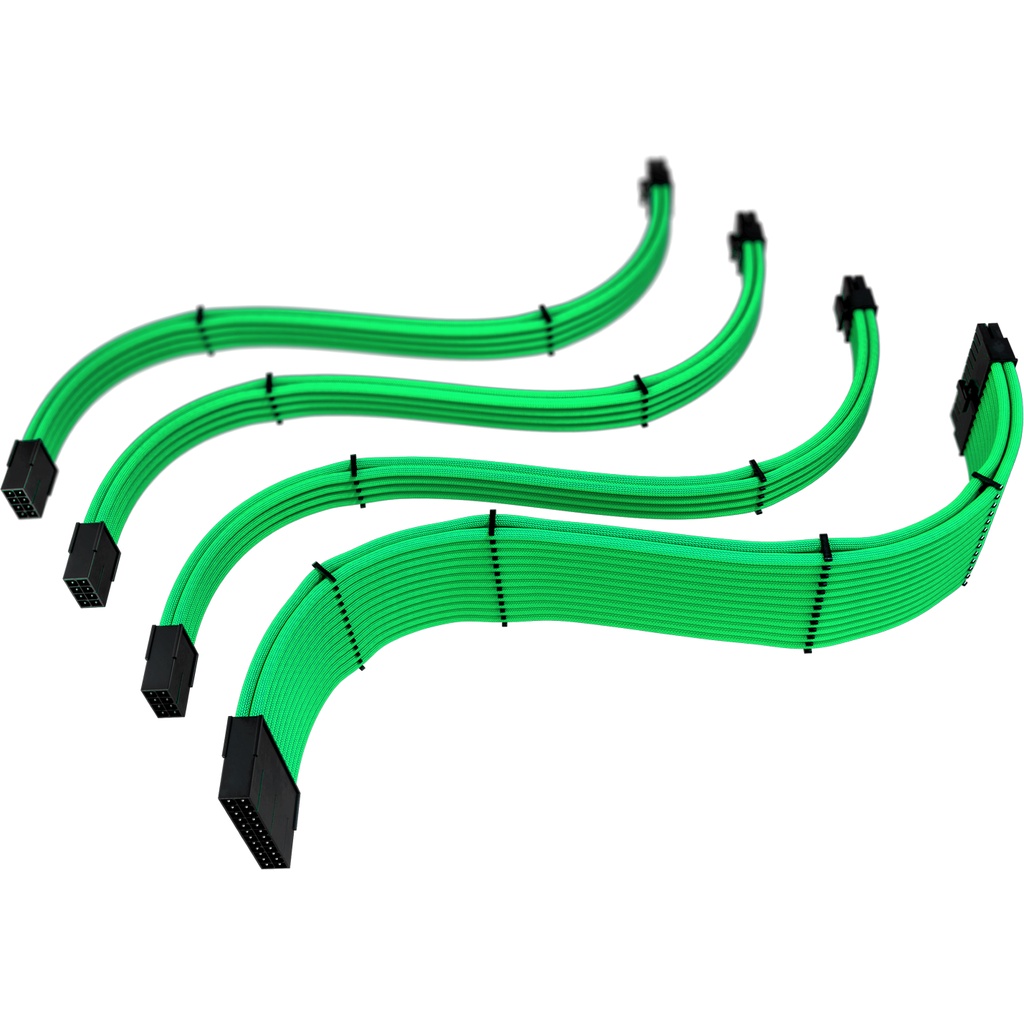 Kit 4 Cabos Sleeved Verde Extensor Fonte Rise Mode | Shopee Brasil