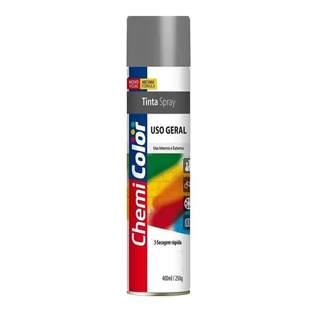 Tinta Spray para Uso Geral Cinza Escuro 400ml ChemiColor | Shopee Brasil