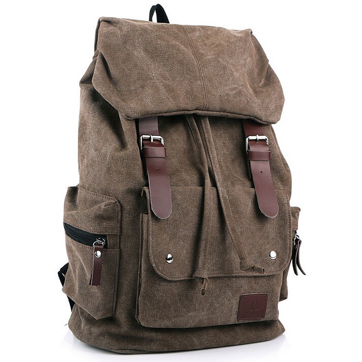 Mochila De Lona Retro Vintage - Y-0208 - OMFB0RBR Marrom | Shopee Brasil
