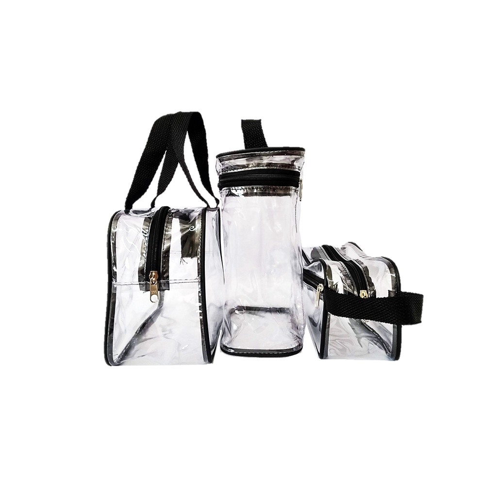 Kit Combo Transparente Necessaire Frasqueira Porta Shampoo | Shopee Brasil