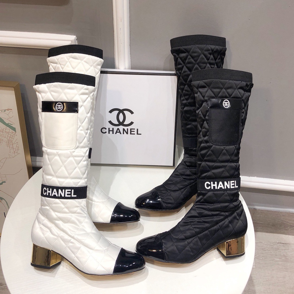 Botas super Longas Femininas De Couro Chanel 2021 | Shopee Brasil