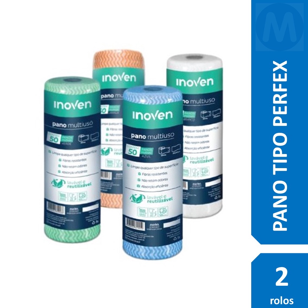 Pano limpeza multiuso Inoven 28cm x 50cm x 300 Metros com 600 Panos ...