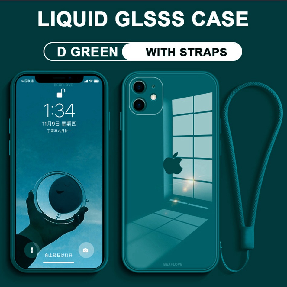 Caixa De Vidro Temperado Para O iPhone 12 Pro Max Capa Strap Borda ...