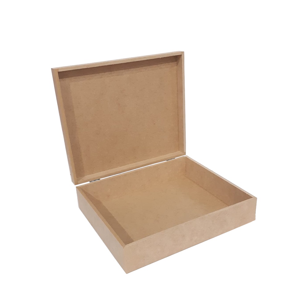 Caixa Retangular Com Dobradiça 30x25x8,5 - MDF Madeira - Desconto no Preço