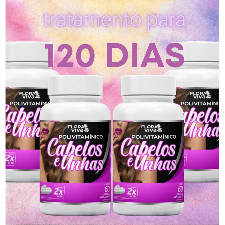 KIT 4 FORTALECEDORES de Cabelos, Unhas e Pele 240 Cápsulas 500mg - FLORA VIVA - Suplemento ...