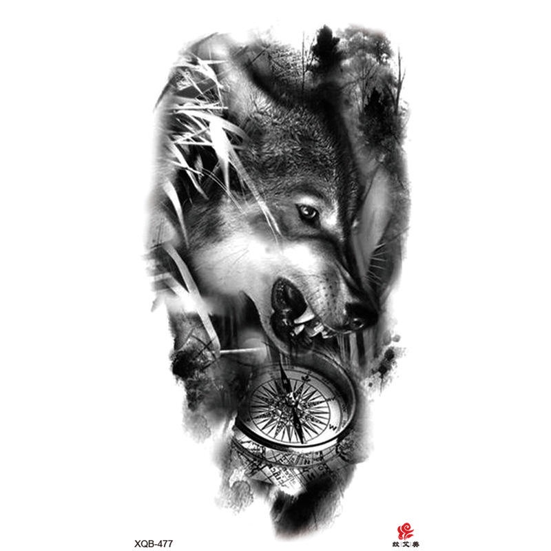tattoo male wolf animal waterproof temporary tattoo fake henna horror ...