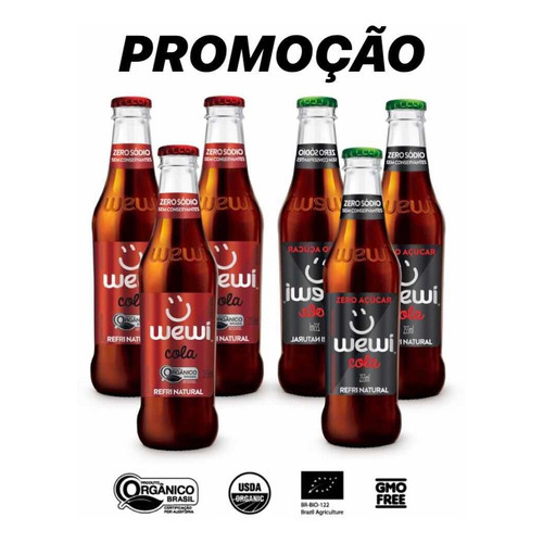 Refrigerante Orgânico Cola E Cola Zero Wewi Fardo C/ 24. | Shopee Brasil