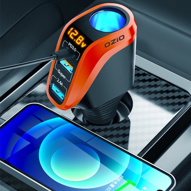 OZiO 1 Para 4 Multifuncional Conversão Carro Usb Extensão Do Isqueiro De Cigarros Carregador ...