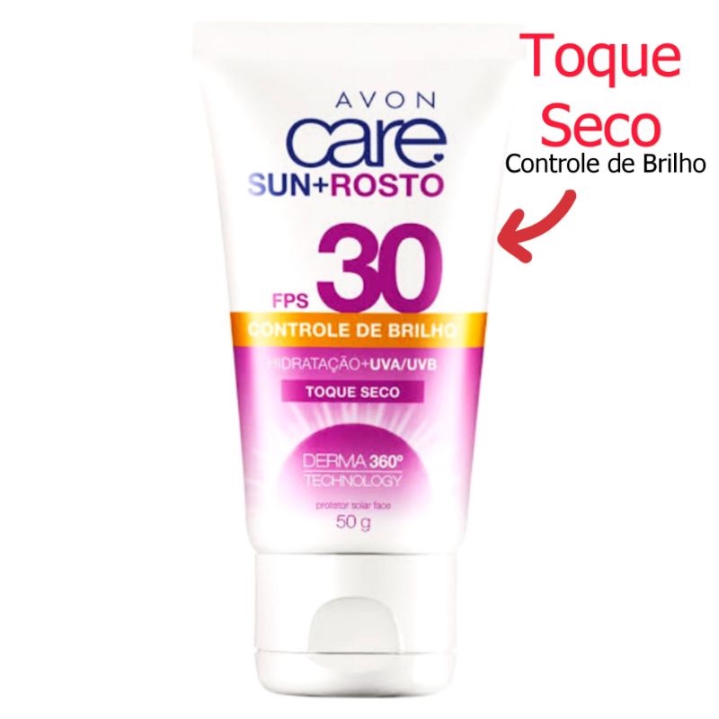 Protetor Solar Toque Seco ROSTO FPS 30 Care Sun+ Avon - 50g | Shopee Brasil