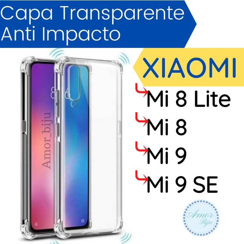 Capinha Transparente Anti Impacto Xiaomi Mi 8 Lite / Mi 8 / Mi 9 / Mi 9 SE / Capa Case antiqueda ...