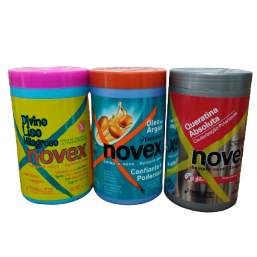 Cronograma capilar Novex QUERATINA ABSOLUTA + LISO MILAGROSO + ÓLEO DE ARGAN 400G | Shopee Brasil