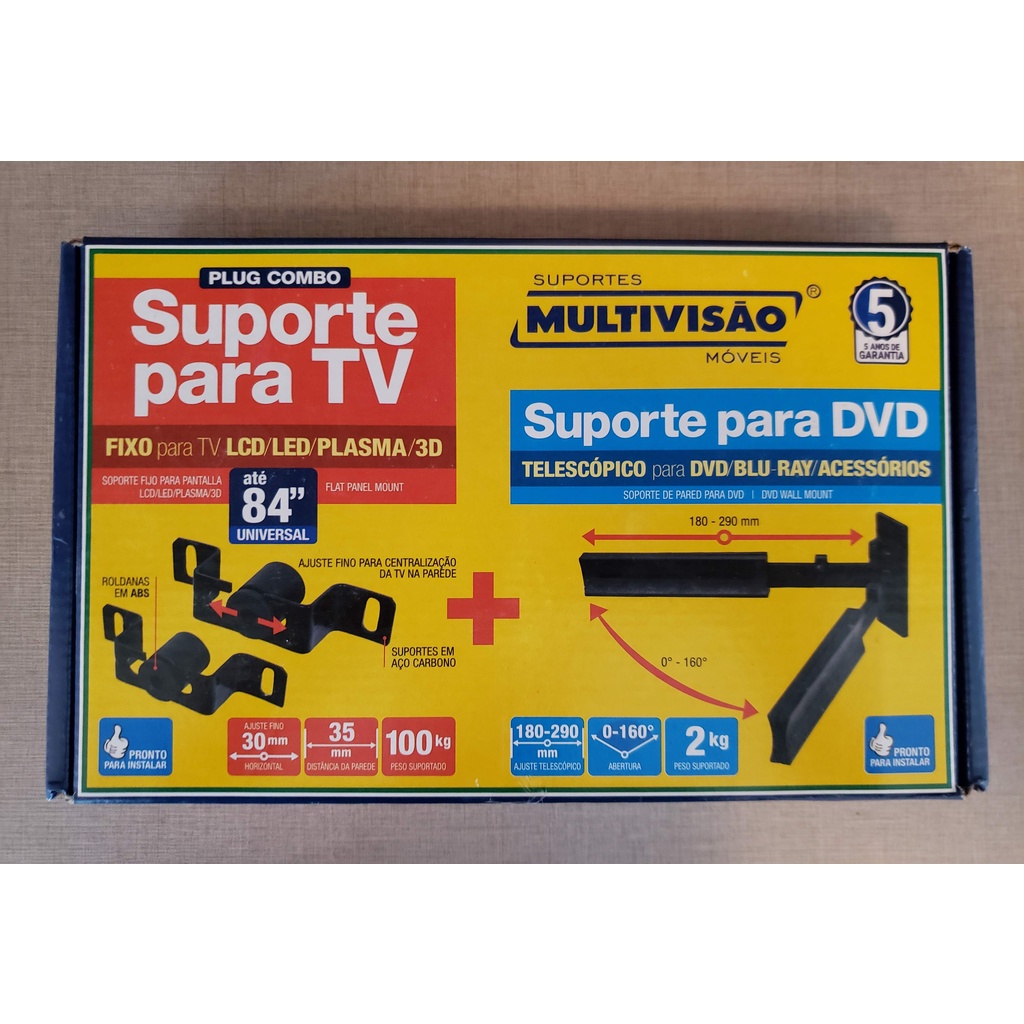 Kit suporte para TV com suporte para DVD - NOVO NA CAIXA ! | Shopee Brasil