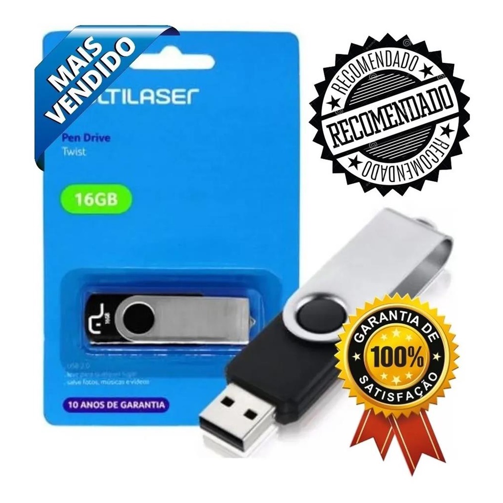 Pen drive 16gb Multilaser Twist PD588 Original | Shopee Brasil