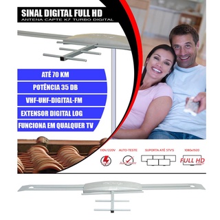 Antena Digital Externa Amplificada K7 Turbo VHF UHF Digital - K7 Turbo com Extensor Digital ...