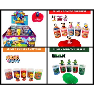 Slime c/ Boneco Surpresa - Personagens Hulk, Galinha Pintadinha, Naruto ...