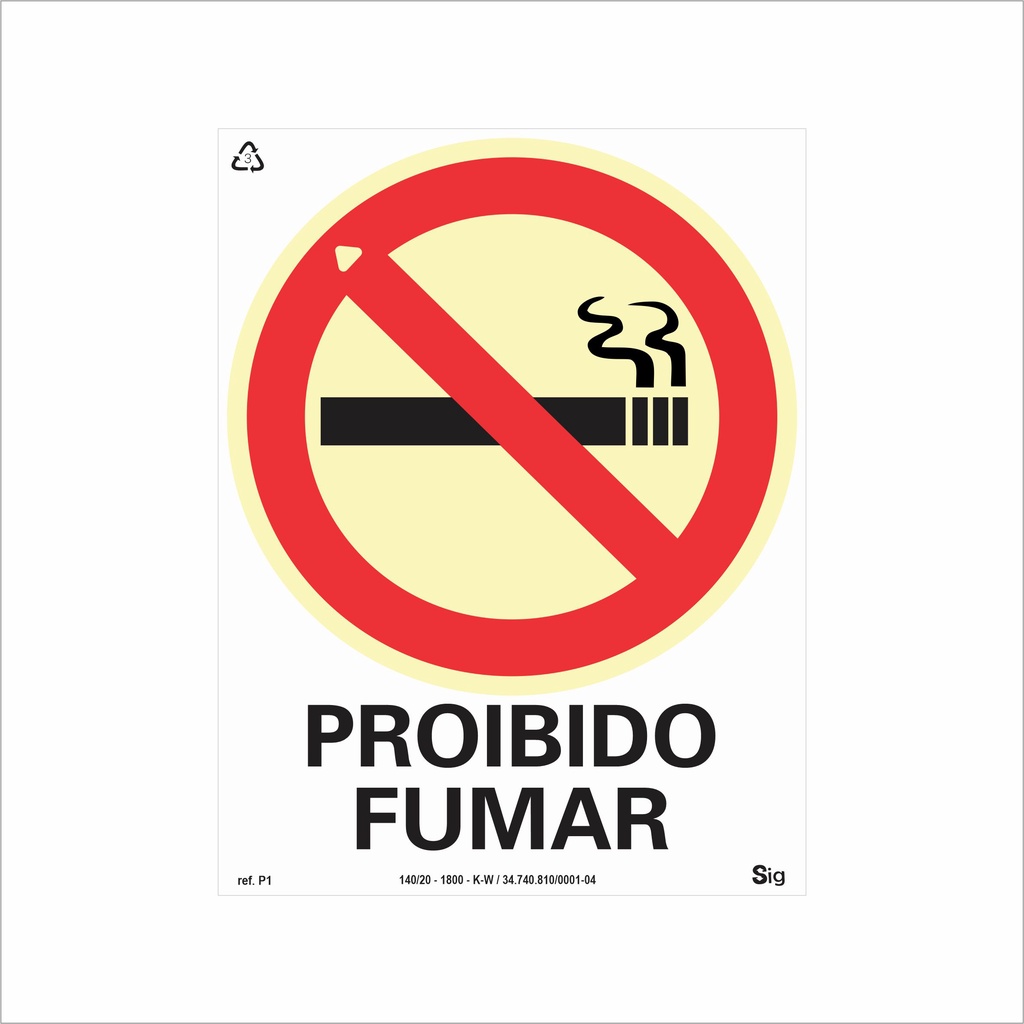 Placa de Sinalização Proibido Fumar Fotoluminescente Antichamas ...