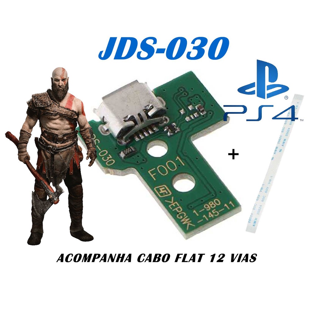 Placa USB JDS 030 JDM 030 F001-V1 + Cabo Flat 12 Vias - Controle PS4 ...