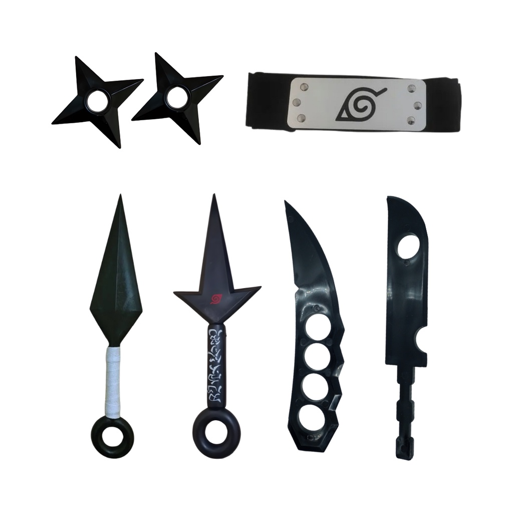 Mega Kit Naruto com Bandana Aldeia da Folha Infantil + Kunai + Kunai ...