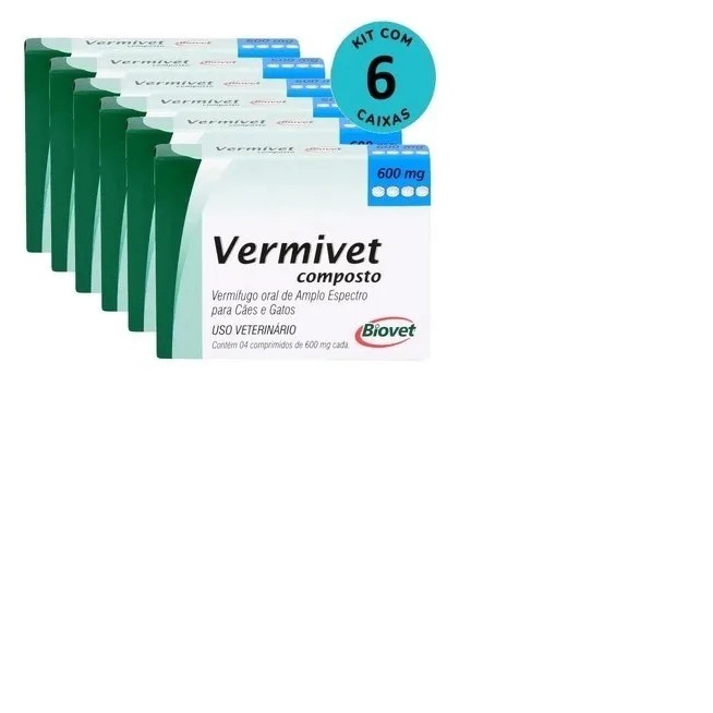 Vermífugo Vermivet Composto Kit 6 Cx Com 4 Comprimidos Cada | BeeCost