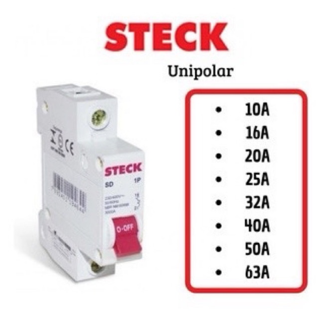 Disjuntor Mini Din Unipolar 20A Curva C 3Ka 230/400V Steck | Shopee Brasil