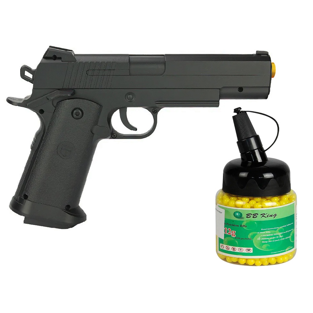 Kit Airsoft Pistola Full Metal 1911 V18 e Bolinhas 0.12g 1000un ...