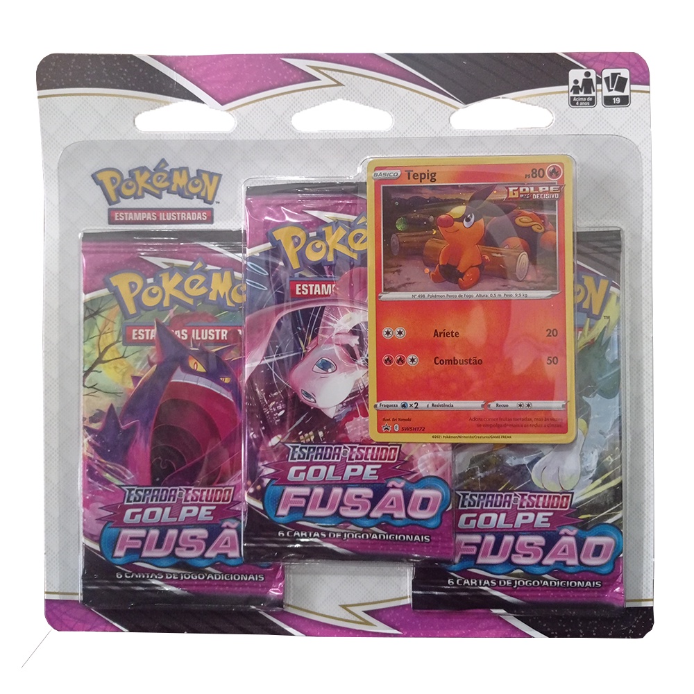 Blister Triplo Cards Cartas Pokémon Estampas Ilustradas Golpe Fusão